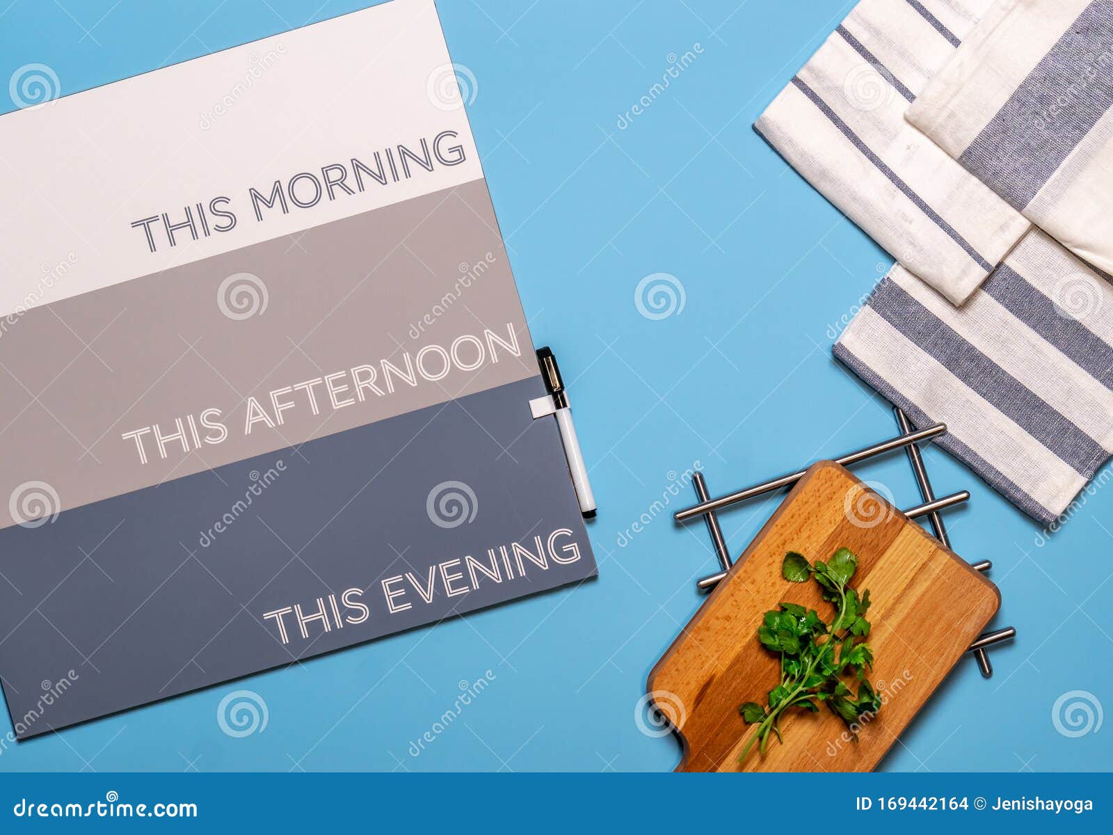 Flat Lay of Proactive Moms Kitchen Workspace with Cutting Board and ...