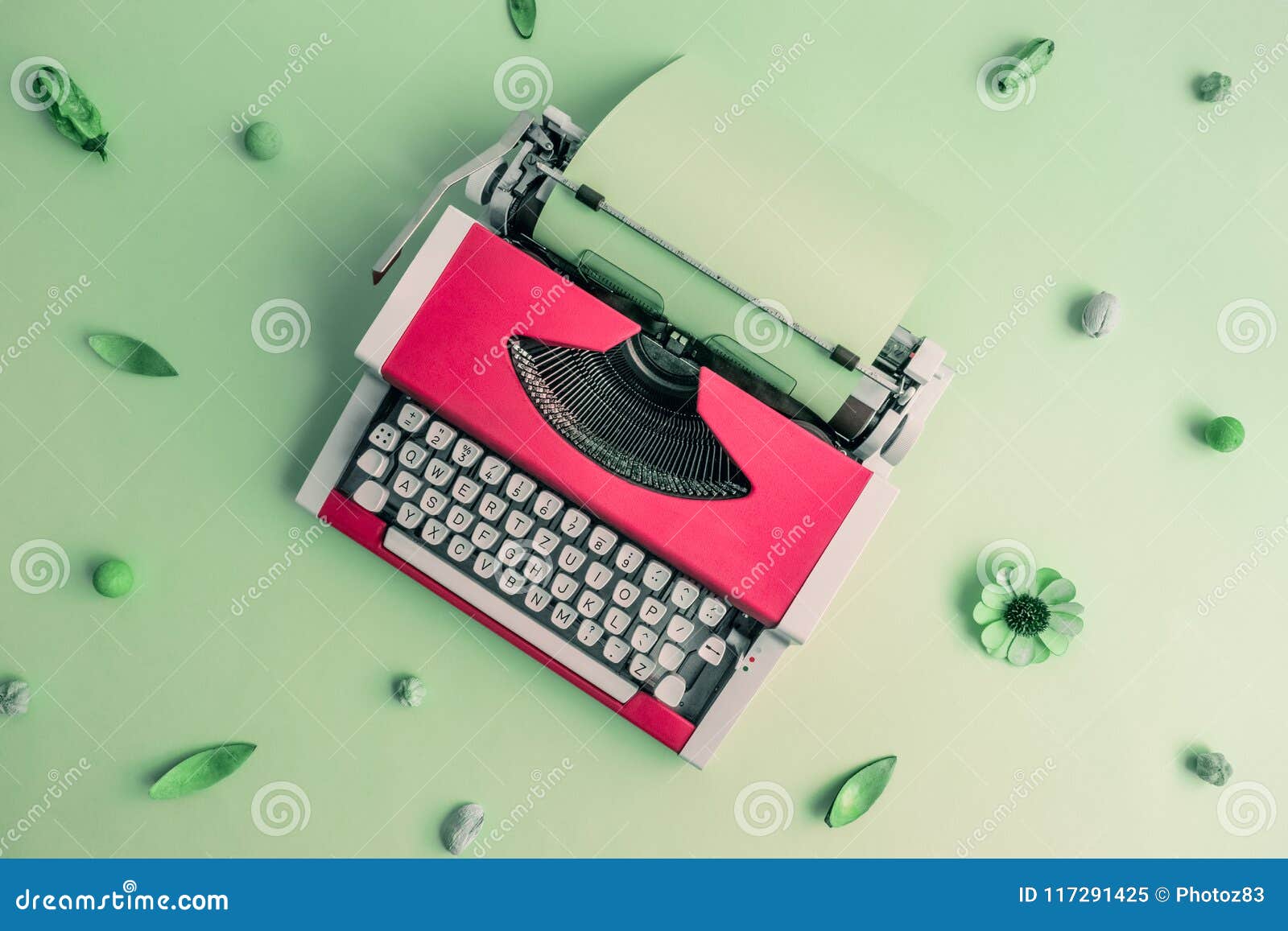 Typing Machine on Nature Background Abstract Concept. Stock Image ...