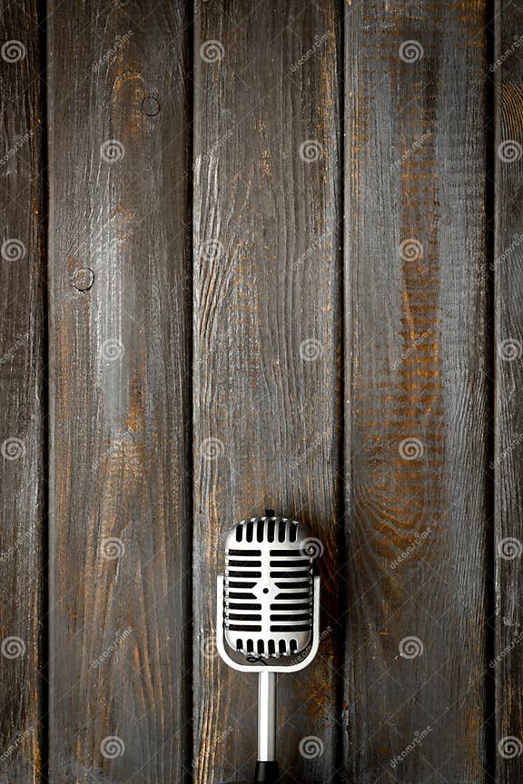 Flat Lay of Retro Classic Microphone with Space for Text Stock Image ...