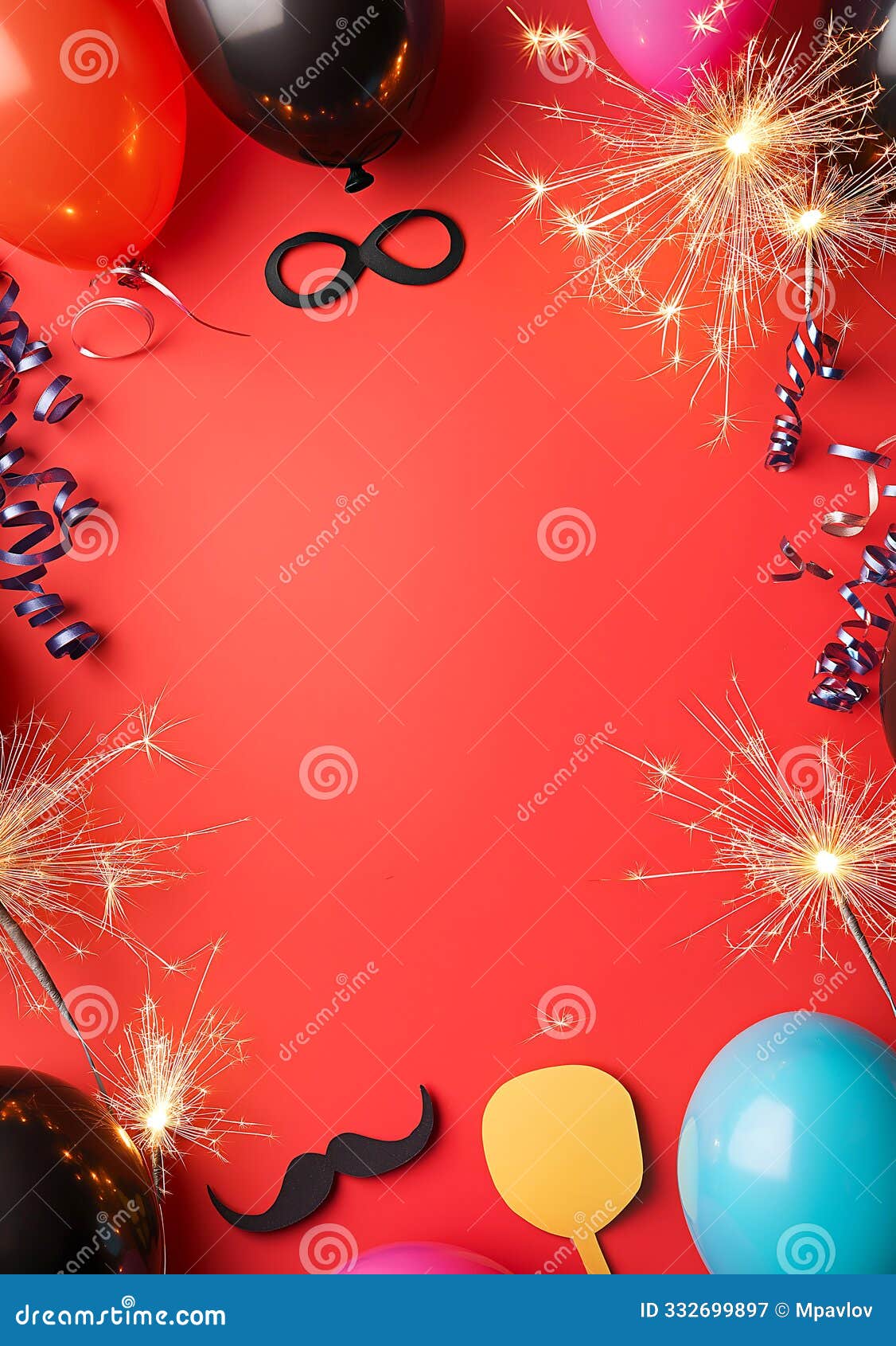Flat Lay with Ribbon Balloons, Celebration Stock Image - Image of flat ...