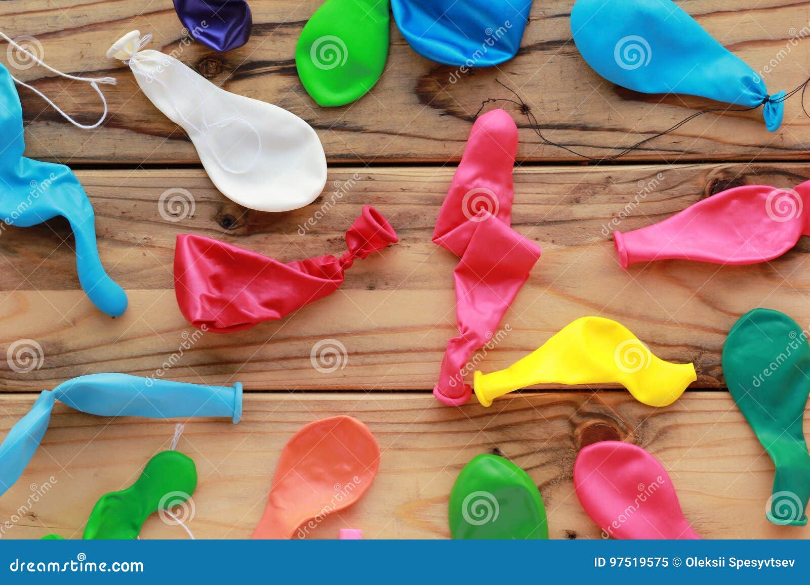 Flat Lay of Scattered Colorful Unblown Balloons Stock Image - Image of ...