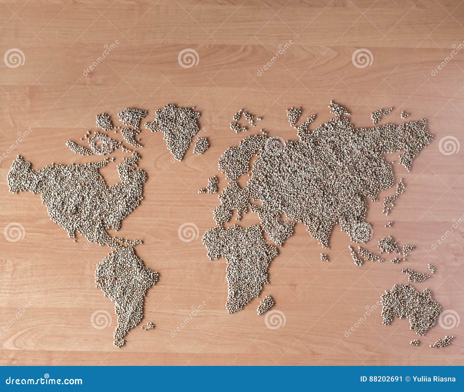 Flat Lay Set with Cereals in the Form of the Continents or Map of the ...