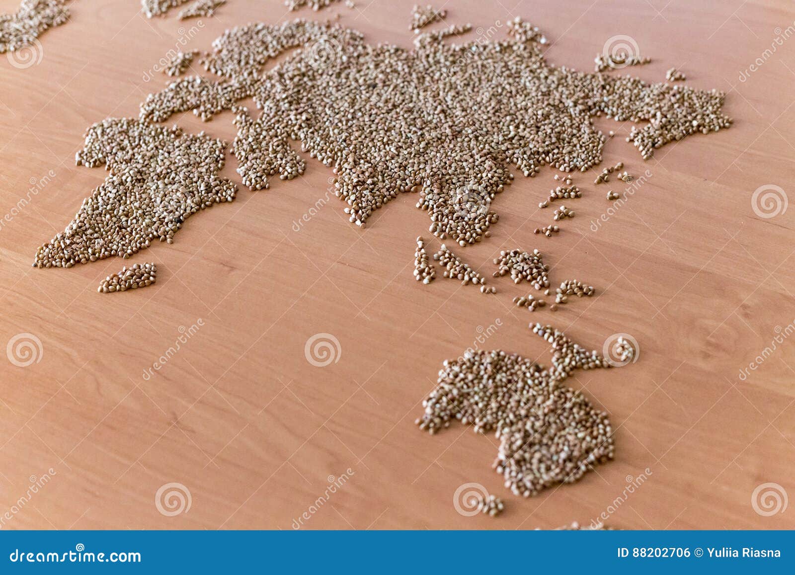 Flat Lay Set With Cereals In The Form Of The Continents Or Map Of The ...