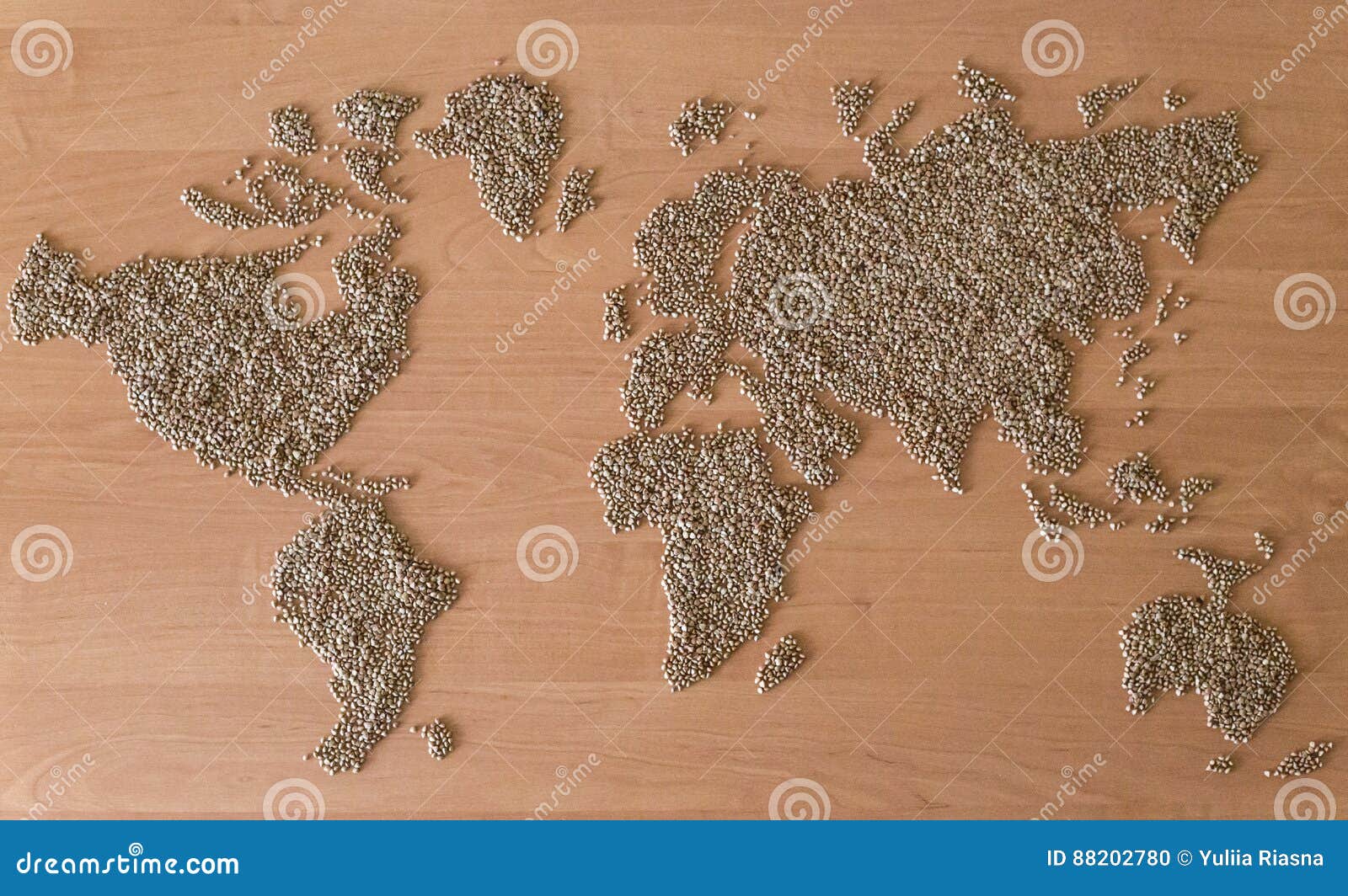 Flat Lay Set with Cereals in the Form of the Continents or Map of the ...