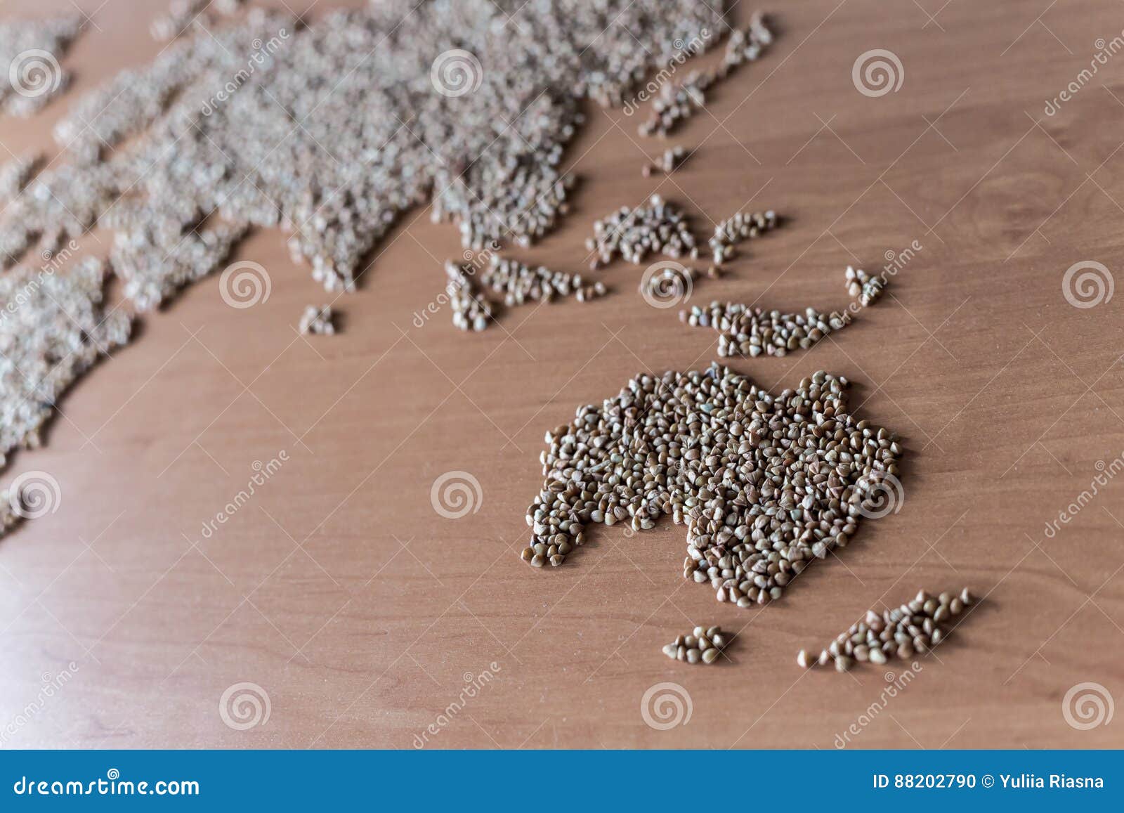 Flat Lay Set with Cereals in the Form of the Continents or Map of the ...