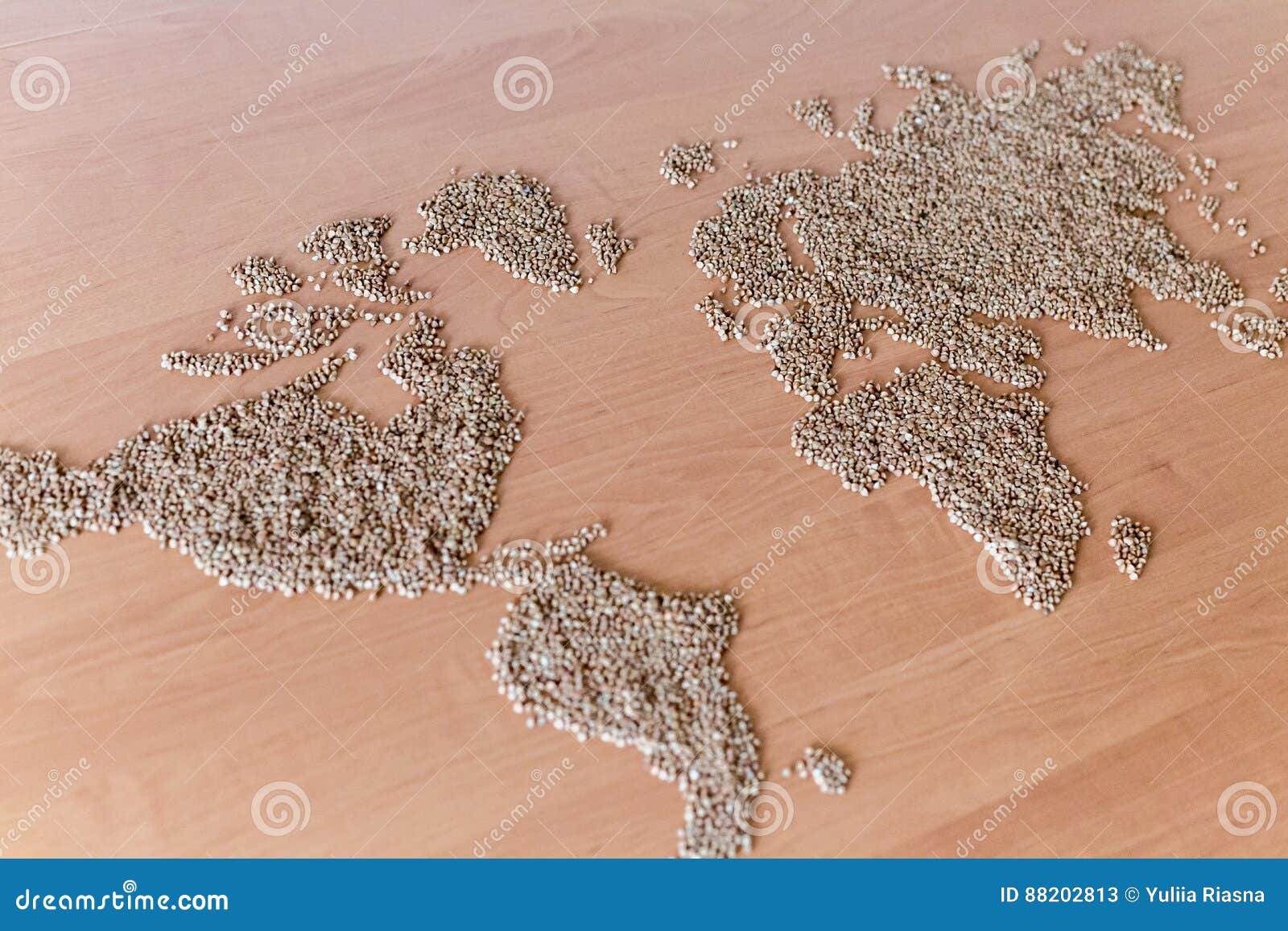 Flat Lay Set with Cereals in the Form of the Continents or Map of the ...