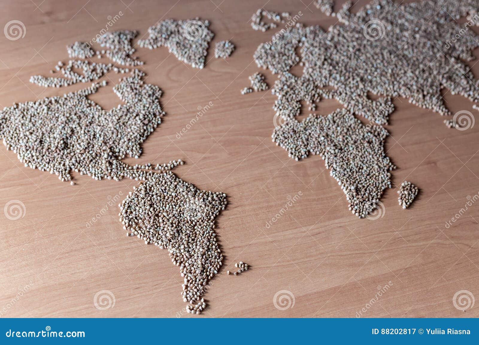 Flat Lay Set with Cereals in the Form of the Continents or Map of the ...