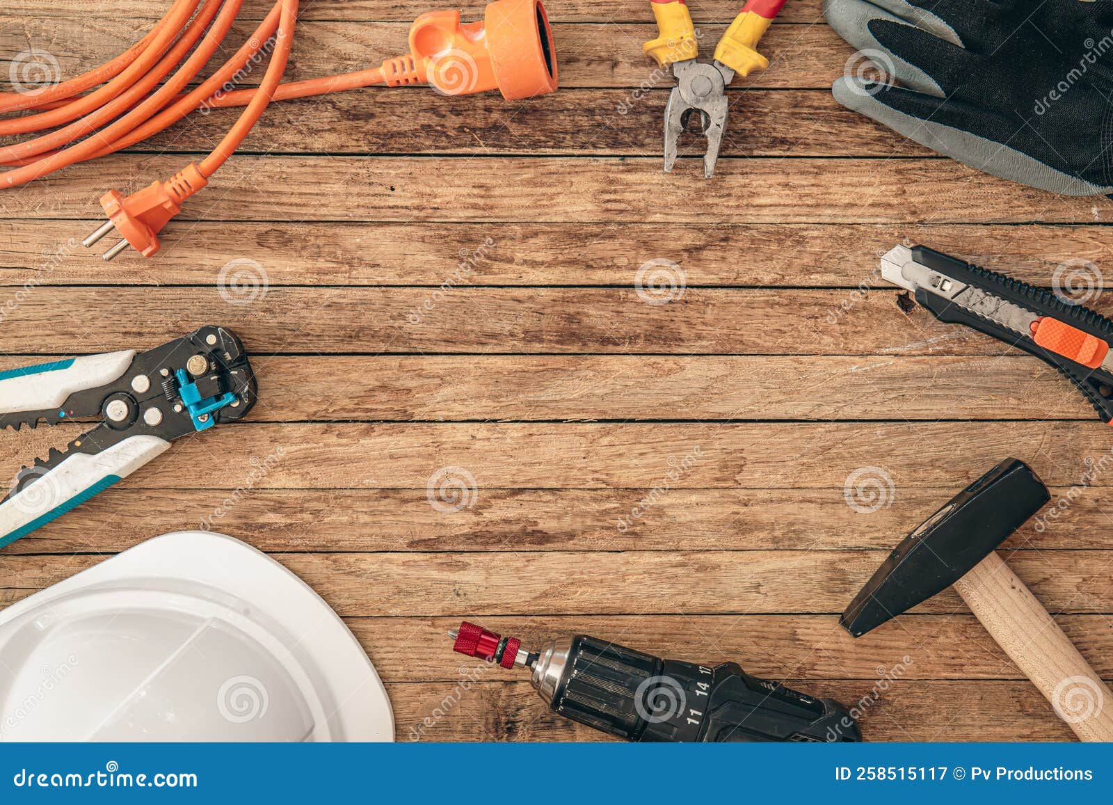 Flat Lay Composition with Different Construction Tools on Wooden ...