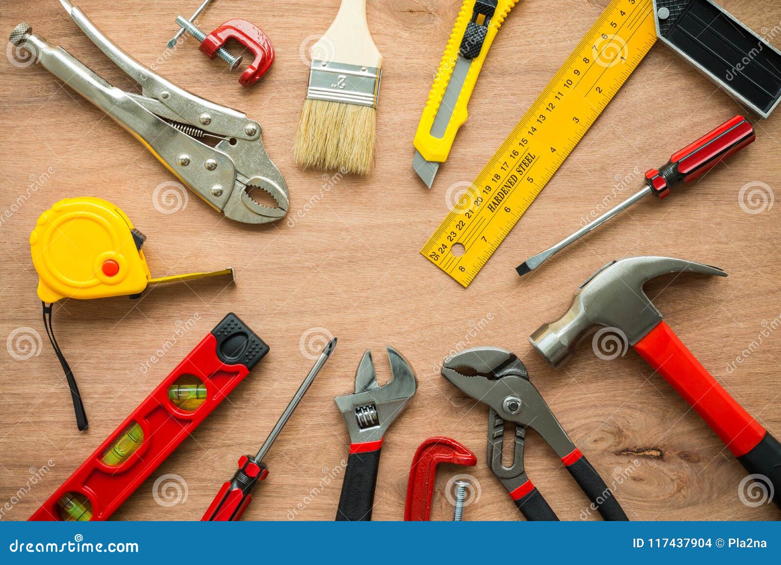 Flat Lay, Set of Construction Hardware Tools Building, Repair, P Stock ... Flat Lay, Set of Construction Hardware Tools Building, Repair, P Stock ...