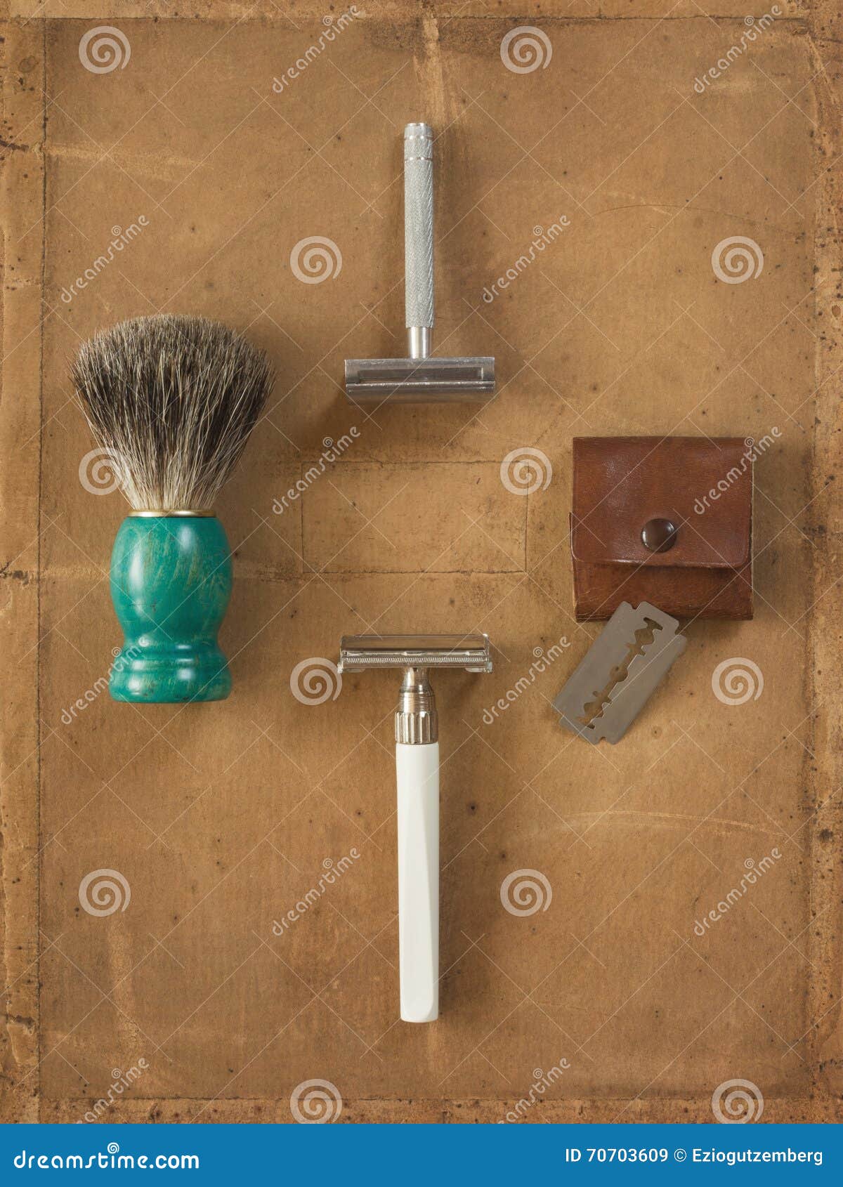 Flat Lay of Shaving Equipment on Vintage Background Stock Image - Image ...