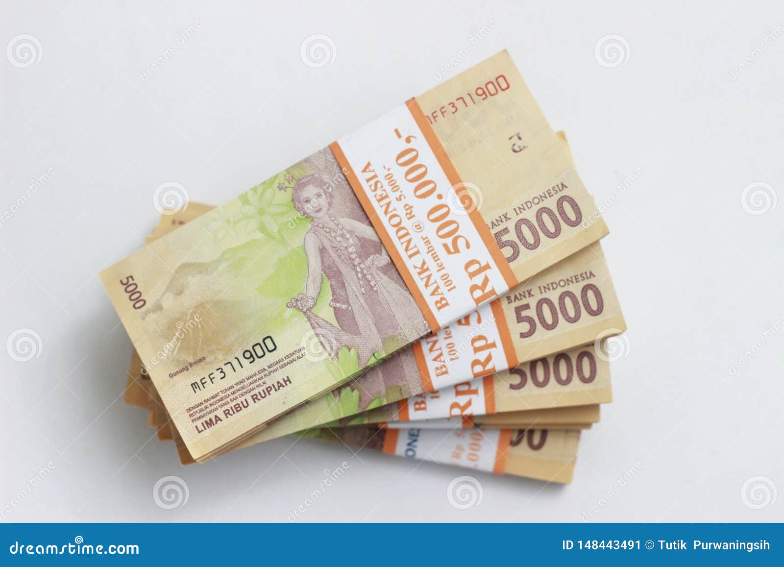 Simple Photo Flat Lay, Stack of Bundle 5000 Rupiah Indonesia Money, at ...
