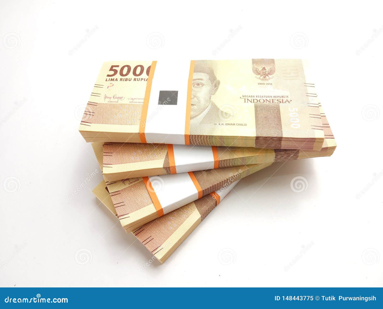 Simple Photo Flat Lay, Stack of Bundle 5000 Rupiah Indonesia Money, at ...