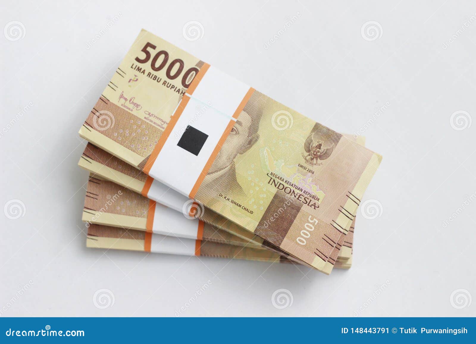 Simple Photo Flat Lay, Stack of Bundle 5000 Rupiah Indonesia Money, at ...