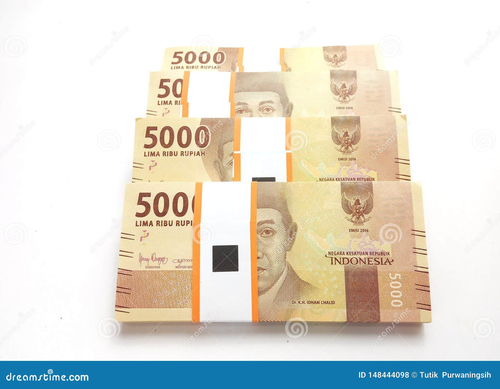 Simple Photo Flat Lay, Stack of Bundle 5000 Rupiah Indonesia Money, at ...
