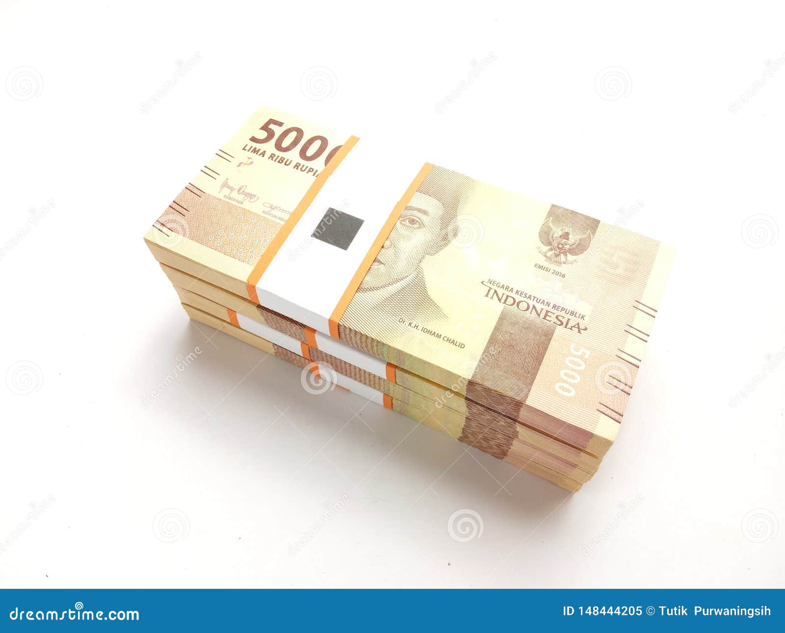 Simple Photo Flat Lay, Stack of Bundle 5000 Rupiah Indonesia Money, at ...