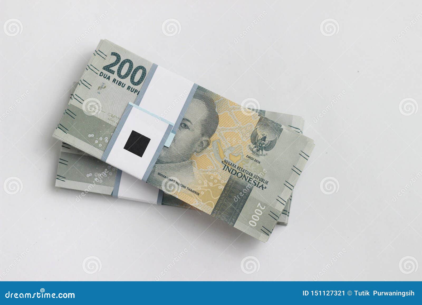 Flat Lay, Stack of Bundle 2000 Rupiah Indonesia Money, at White ...