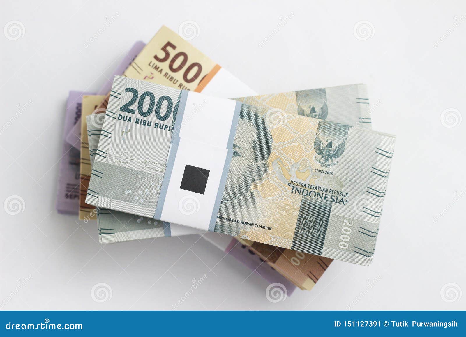 Flat Lay, Stack of Bundle 2000 Rupiah Indonesia Money, at White ...