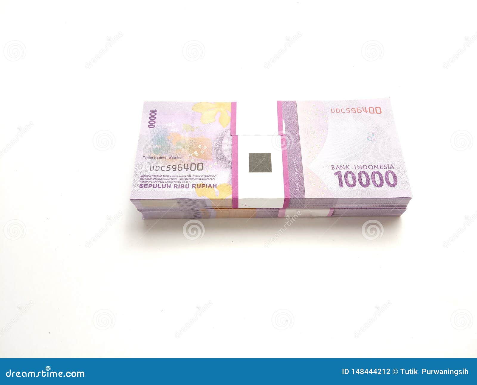 Simple Photo Flat Lay, Stack of Bundle Ten Thousand Rupiah Indonesia ...