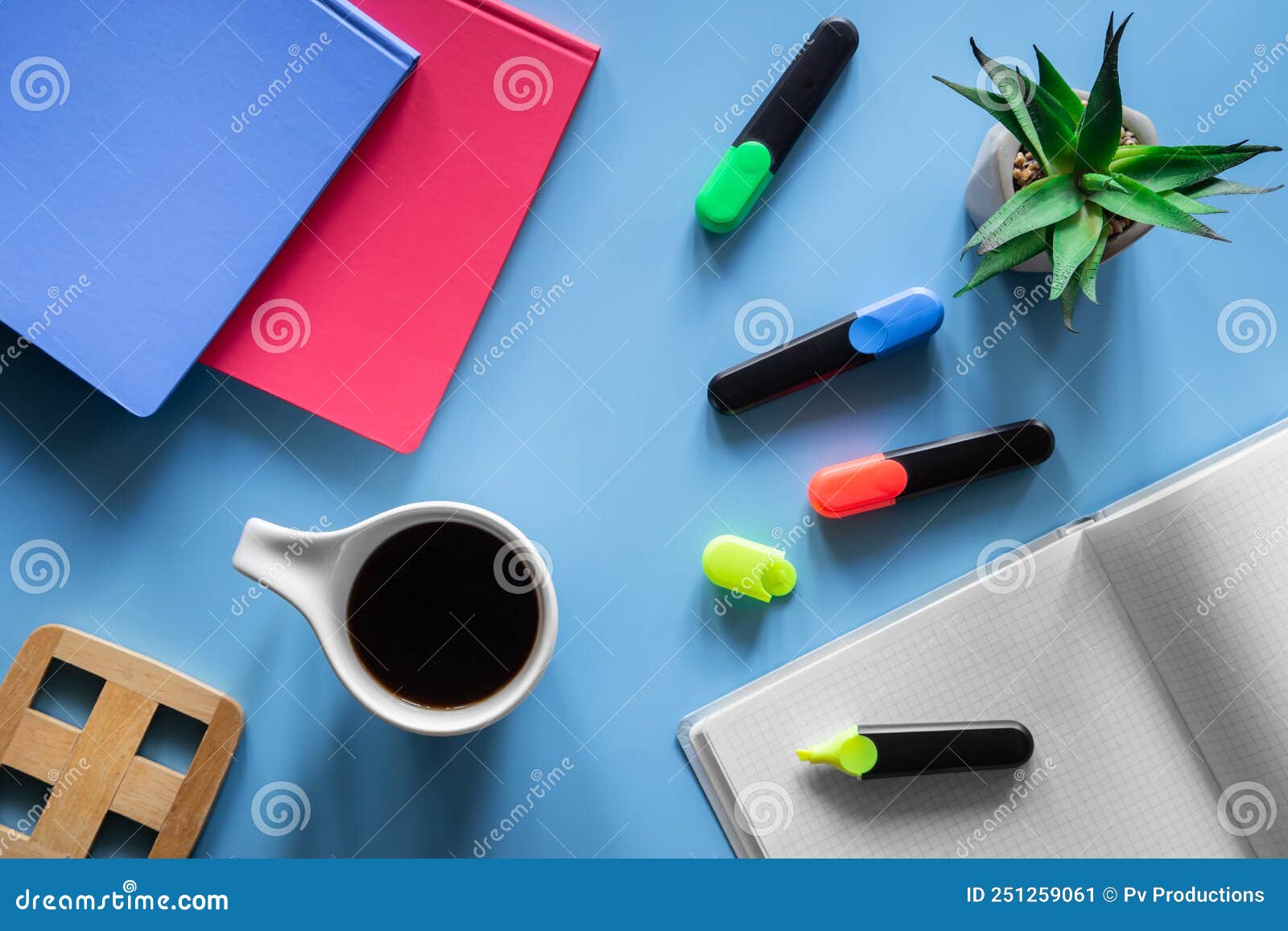 Flat Lay with Stationery Items, Pupil and Student Workplace Concept ...