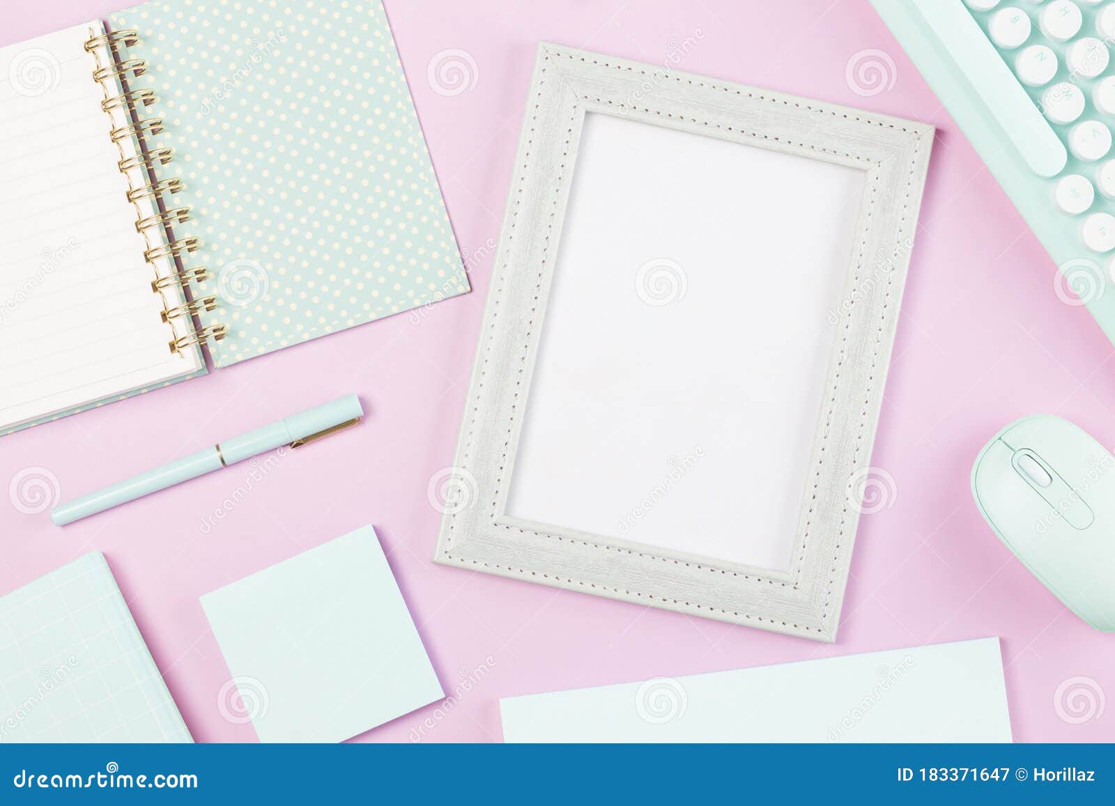 Flat Lay Stationery on Work Desk Stock Image - Image of frame, layout ...