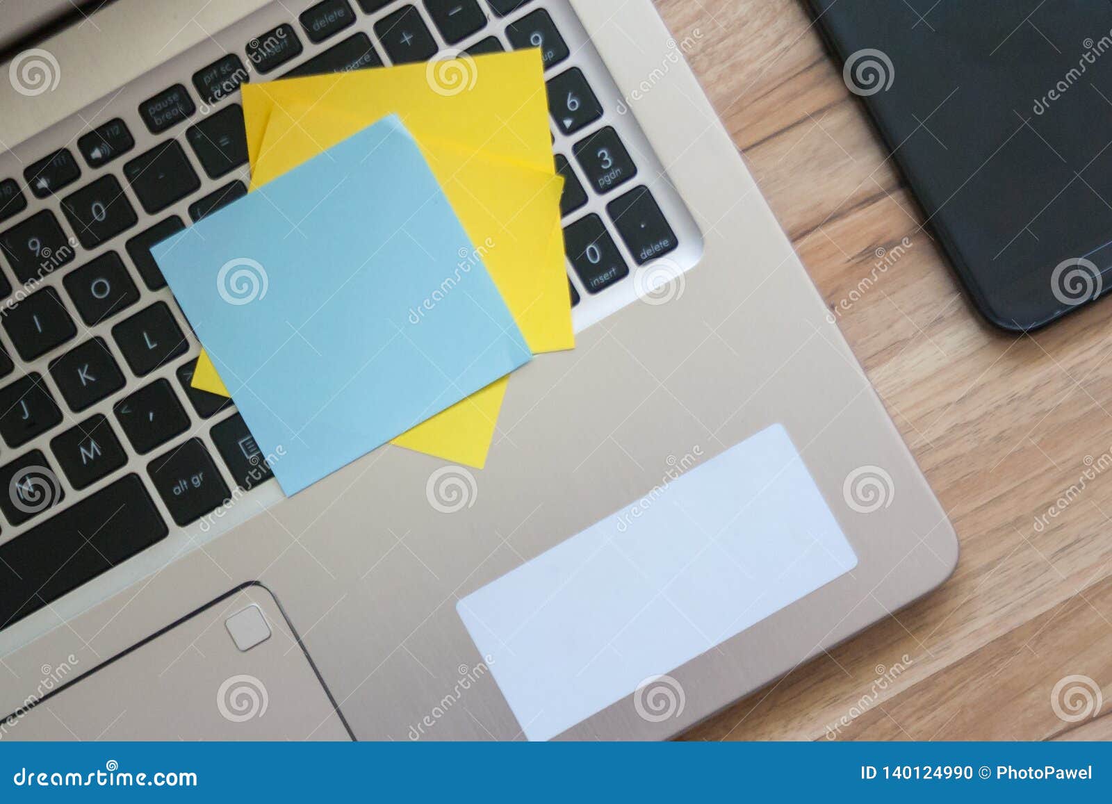 Flat Lay Style Image of Modern Laptop Computer Keyboard. Yellow and ...