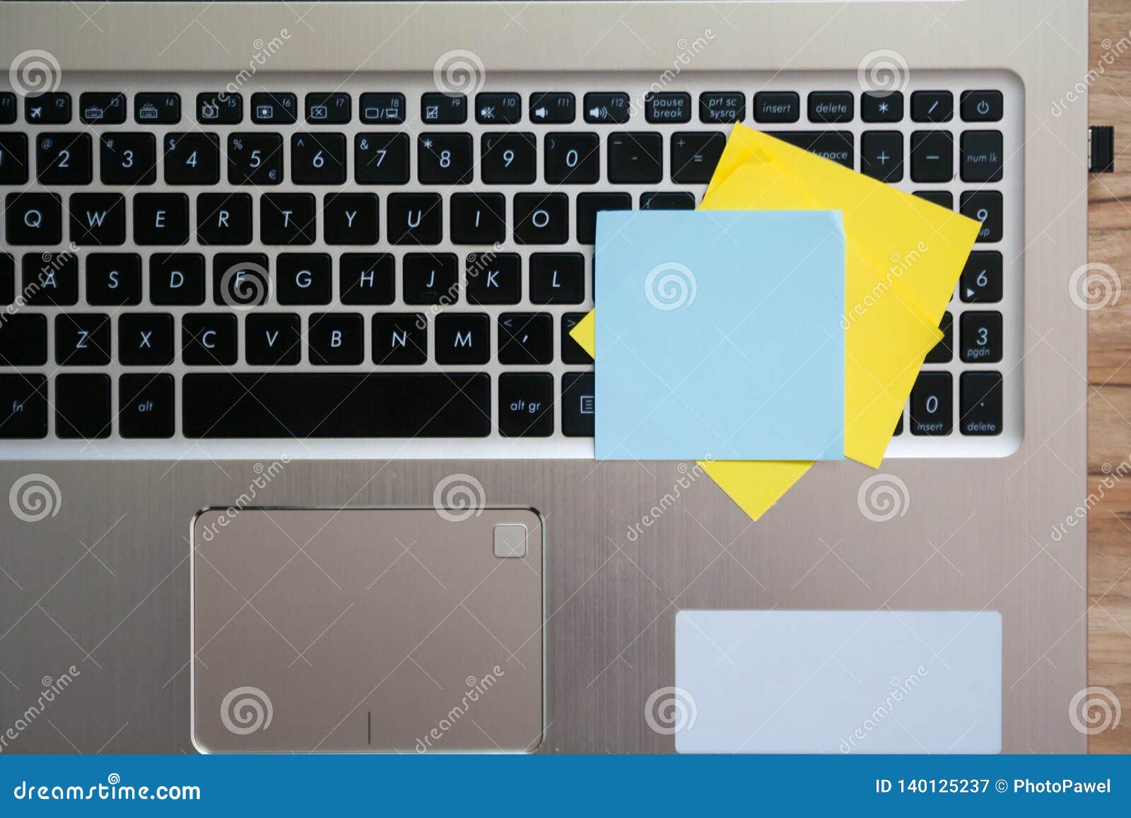 Flat Lay Style Image of Modern Laptop Computer Keyboard. Yellow and ...
