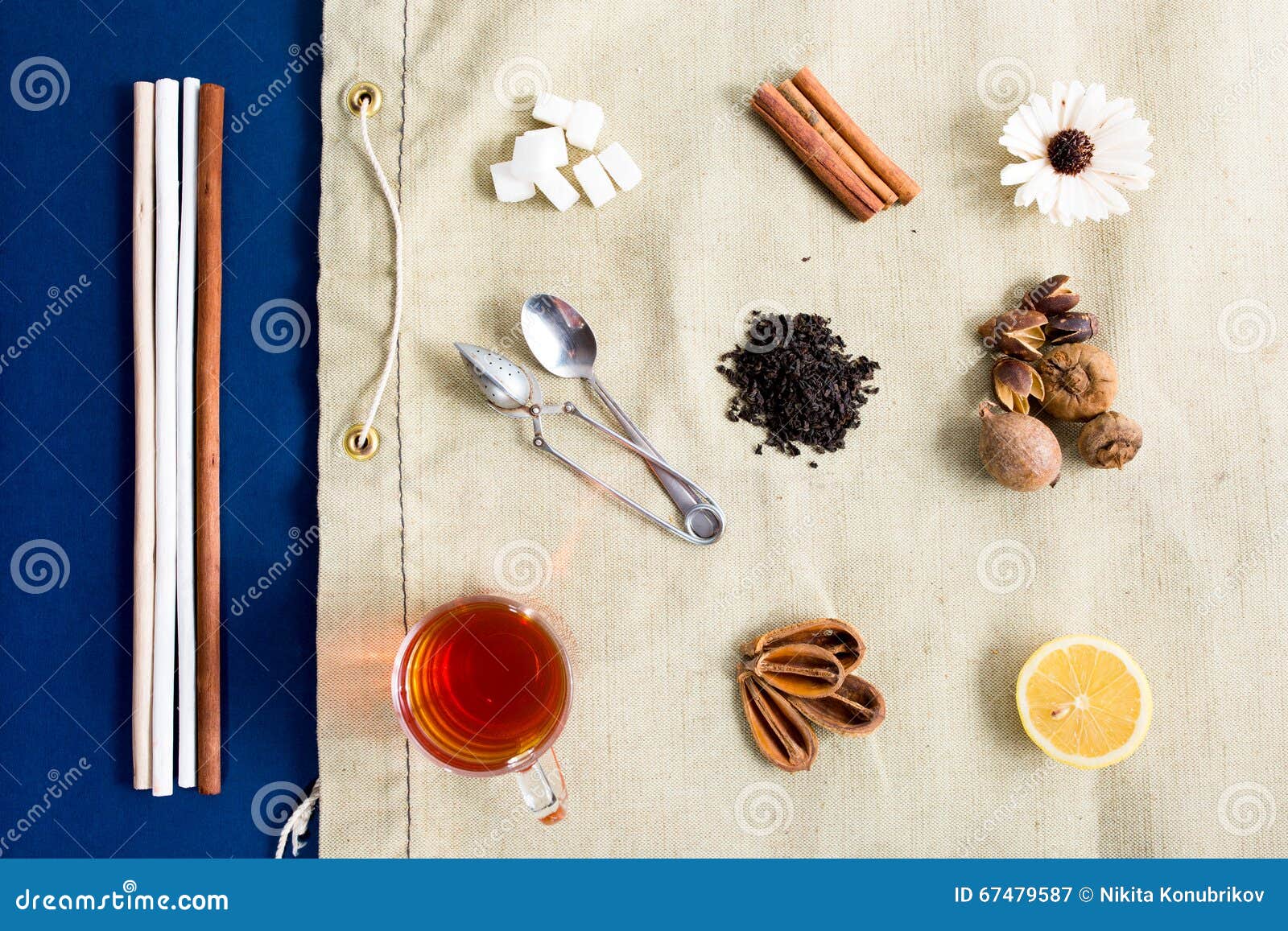 Flat Lay Tea Acessories Set. Stock Image - Image of concept, meal: 67479587