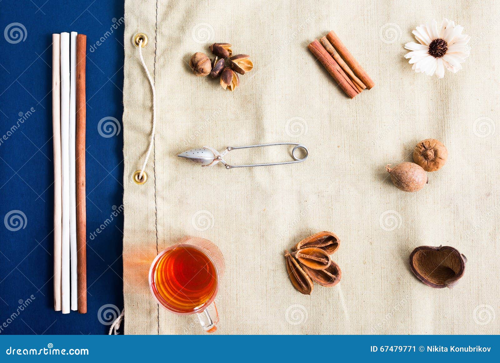 Flat Lay Tea Acessories Set. Stock Image - Image of drink, background ...
