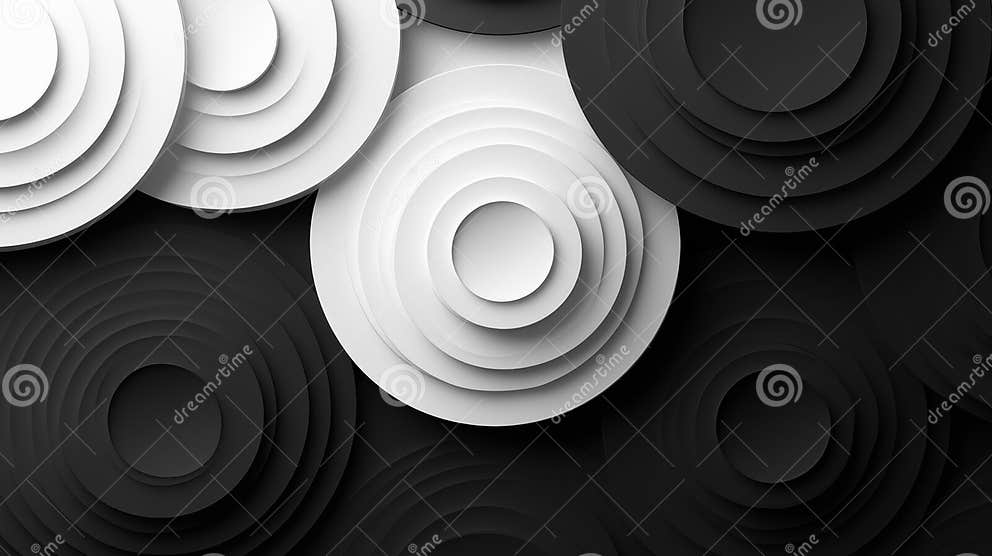 Flat Lay of Three-dimensional White and Black Circles Overlapping on ...