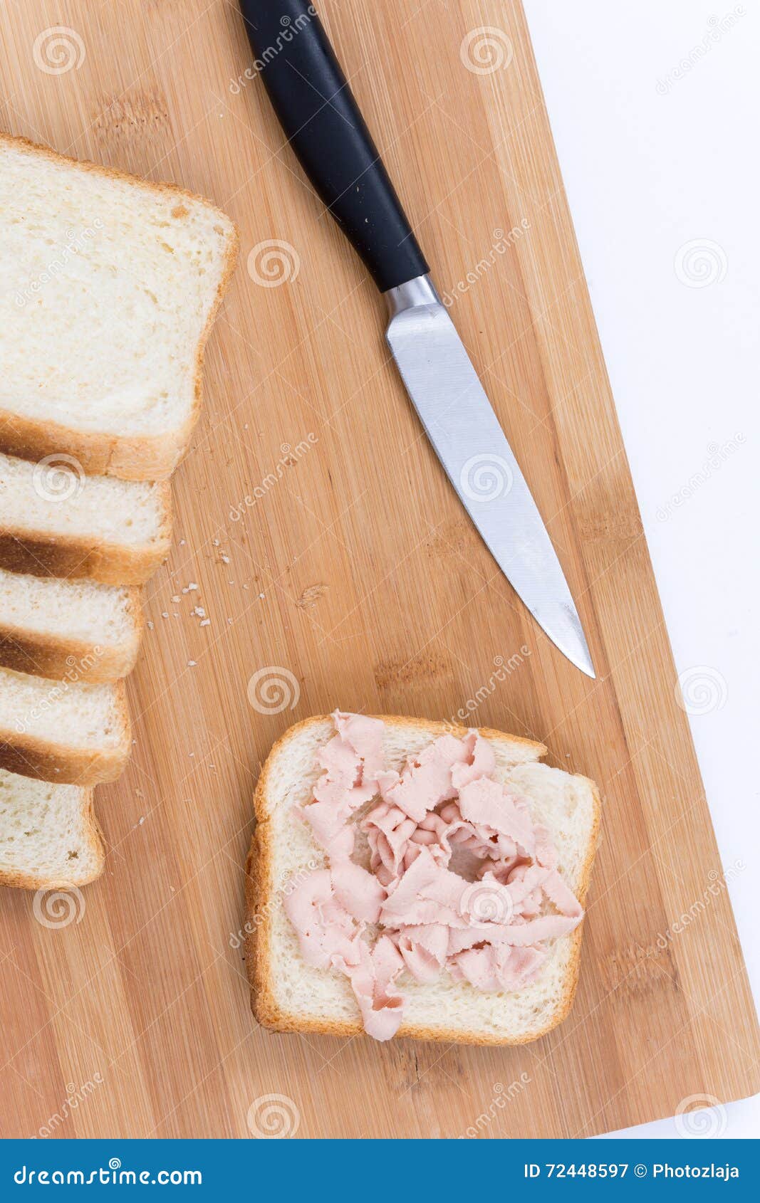 Flat Lay Toast Bread with Pate and Kitchen Knife Stock Image - Image of ...