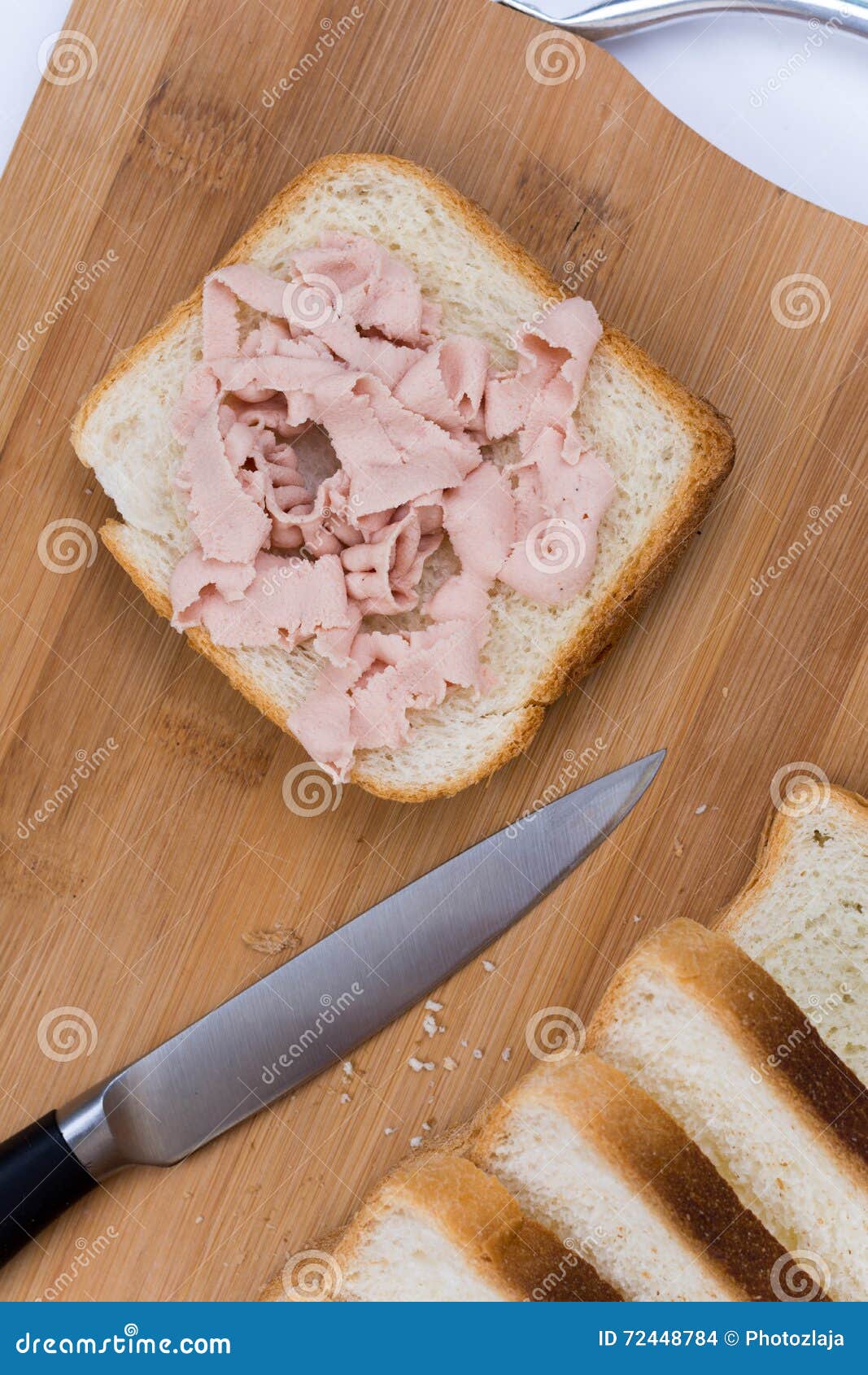 Flat Lay Toast Bread with Pate and Kitchen Knife Stock Photo - Image of ...