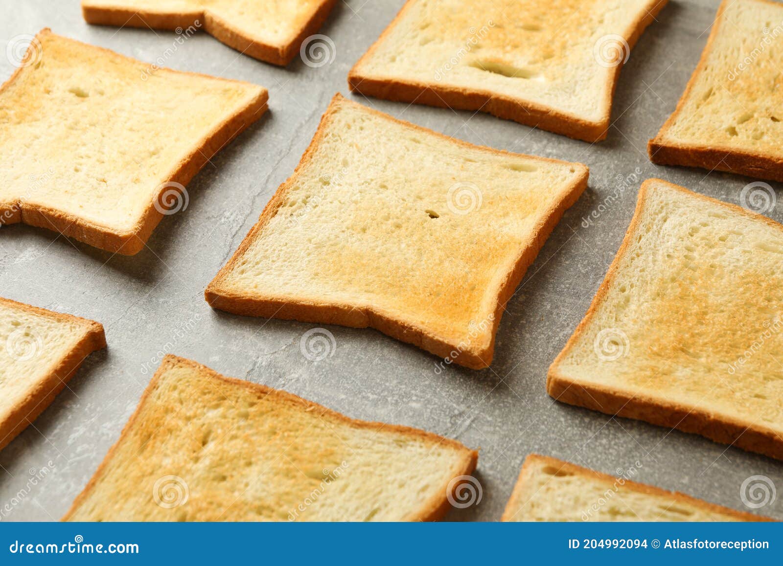 Flat Lay with Toast Breads on Gray Background Stock Photo - Image of ...