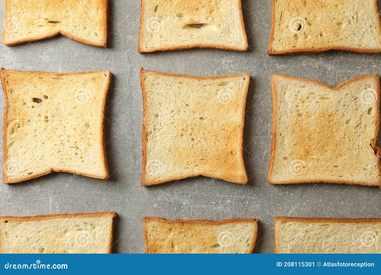 Flat Lay with Toast Breads on Gray Background Stock Image - Image of ...