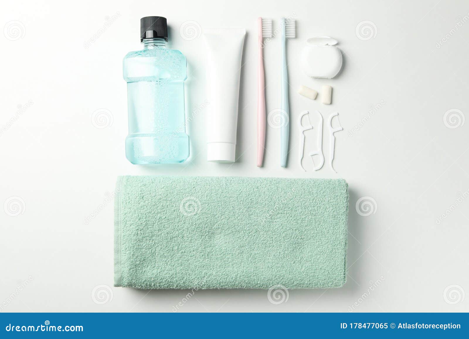 Flat Lay with Tools for Dental Care on Background Stock Image - Image ...