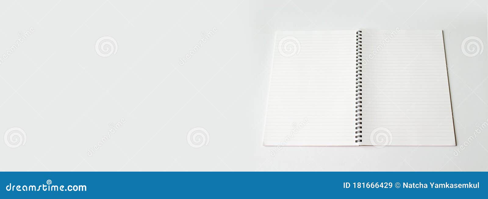 Flat Lay, Top View Notebook on White Background. Stock Image - Image of ...