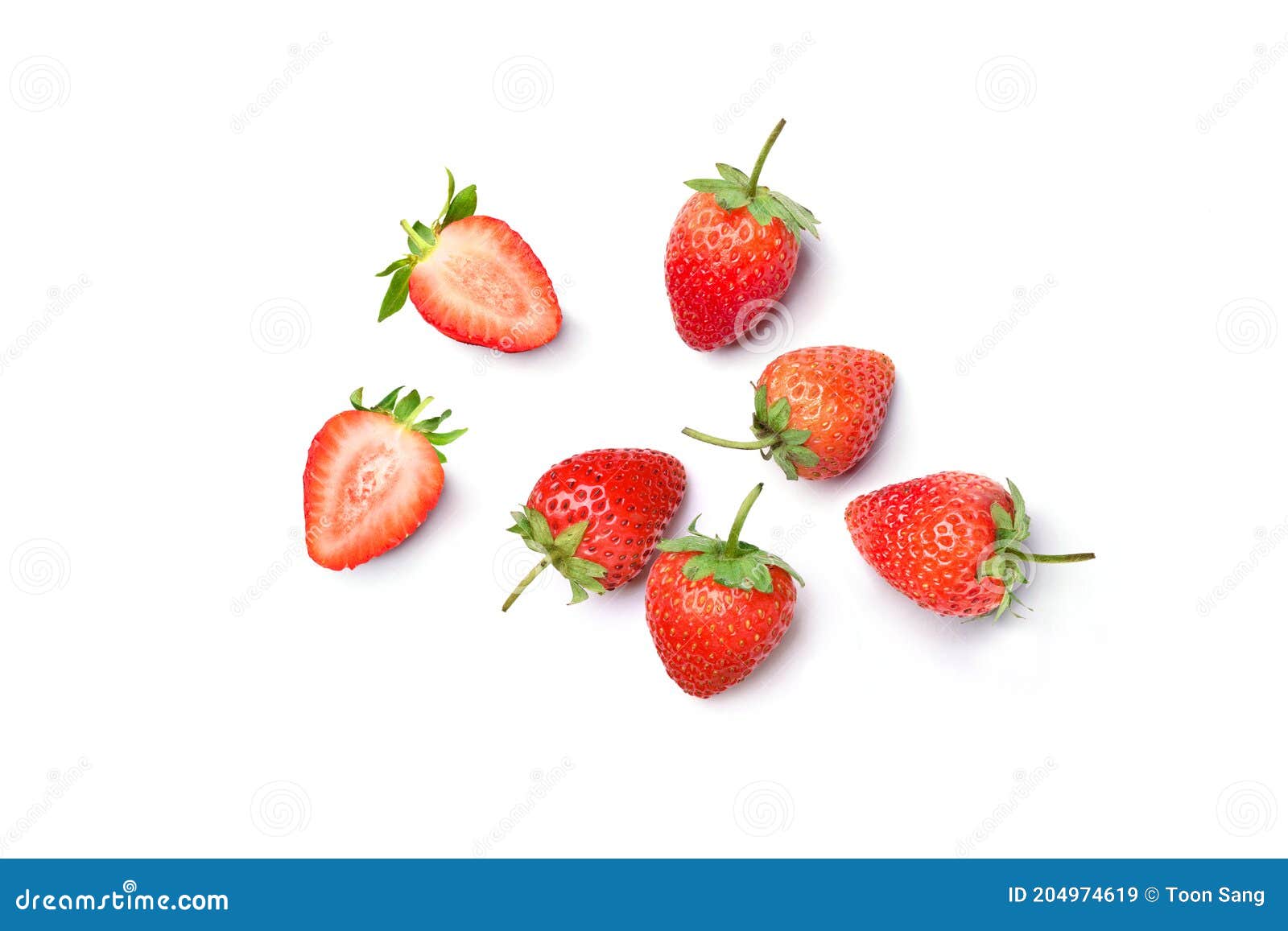 Strawberries with Slice on White Stock Image - Image of background ...