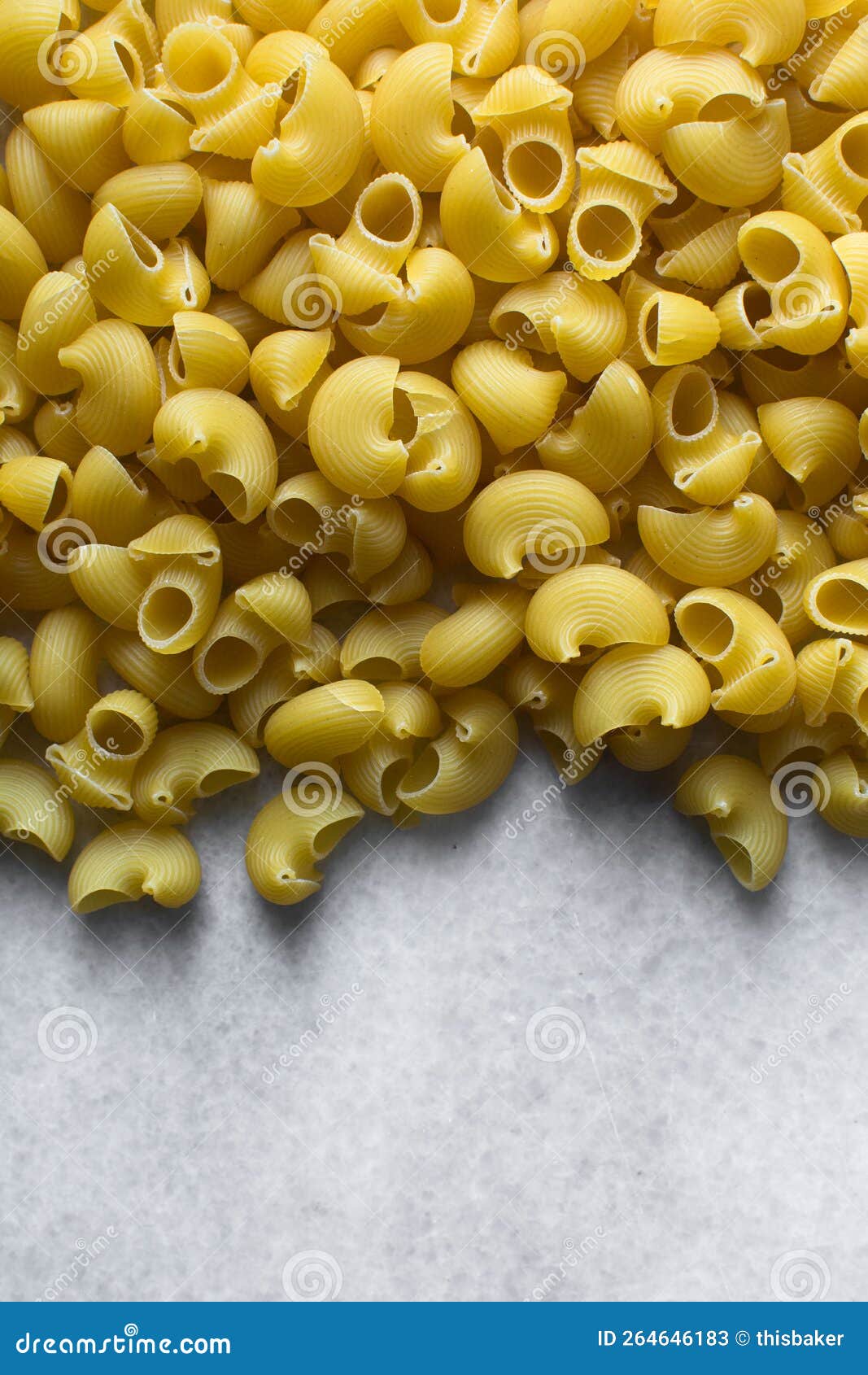 Flat Lay of Uncooked Pipe Rigate Pasta, Top View of Pipe Rigate Pasta ...
