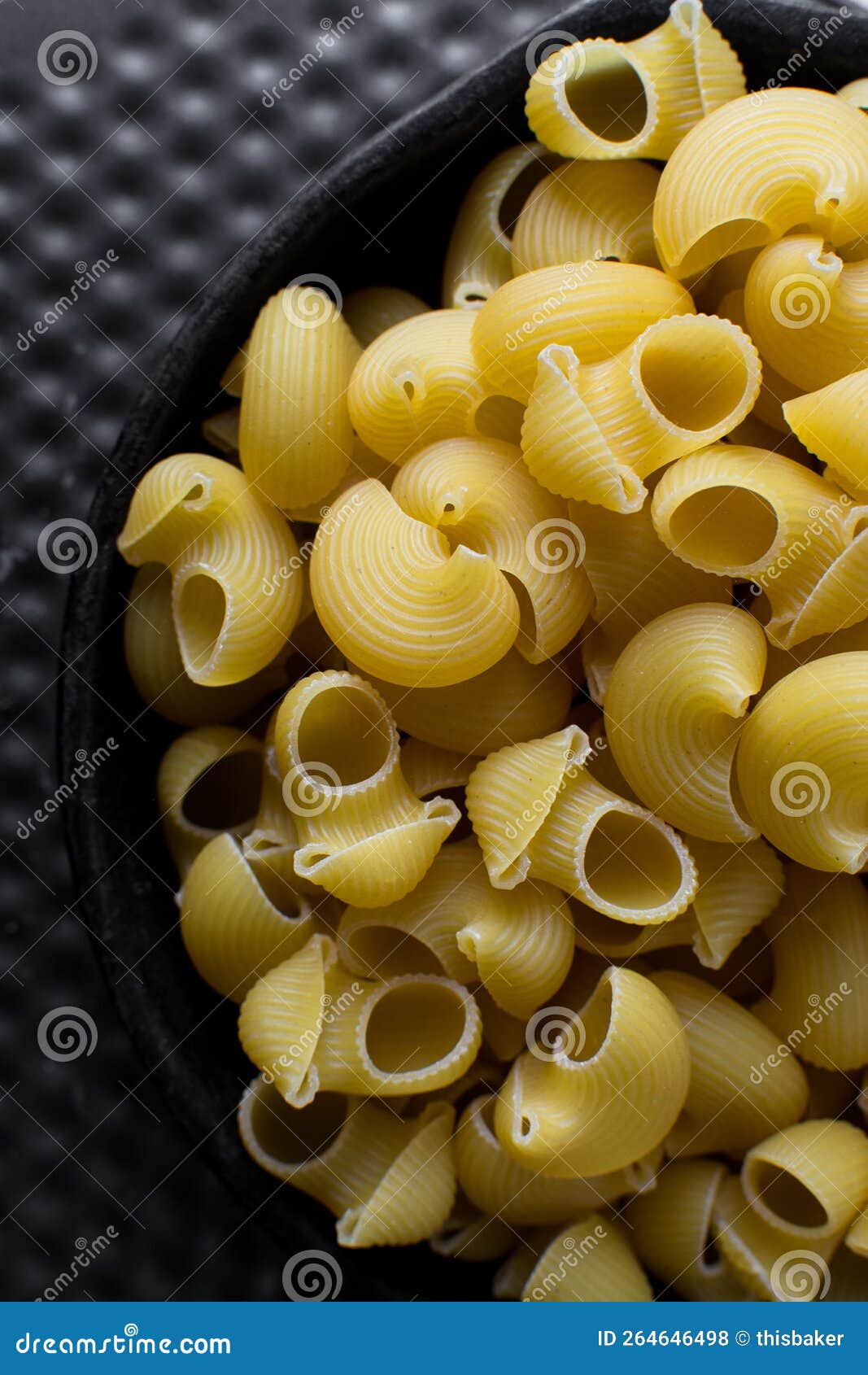 Flat Lay of Uncooked Pipe Rigate Pasta, Top View of Pipe Rigate Pasta ...
