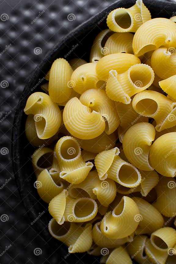 Flat Lay of Uncooked Pipe Rigate Pasta, Top View of Pipe Rigate Pasta ...