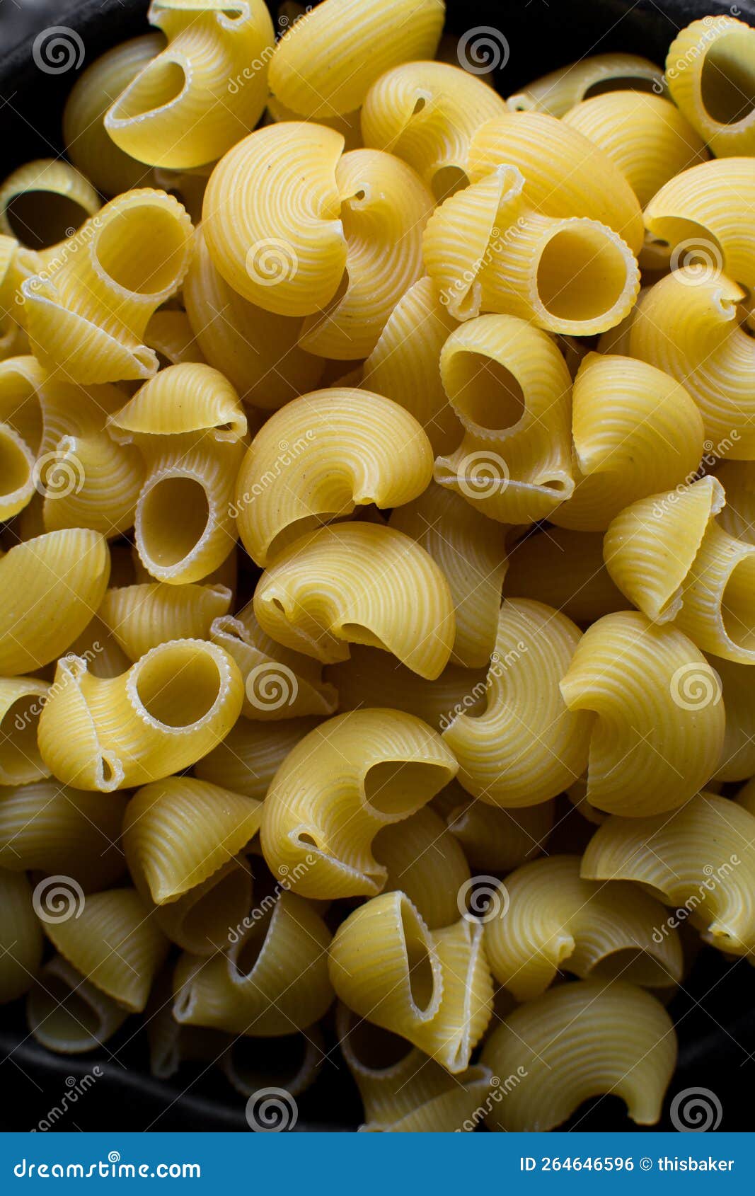 Flat Lay of Uncooked Pipe Rigate Pasta, Top View of Pipe Rigate Pasta ...