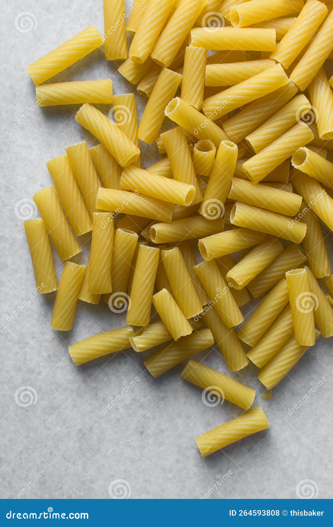 Flat Lay of Uncooked Tortiglioni Pasta Shells Stock Photo - Image of ...