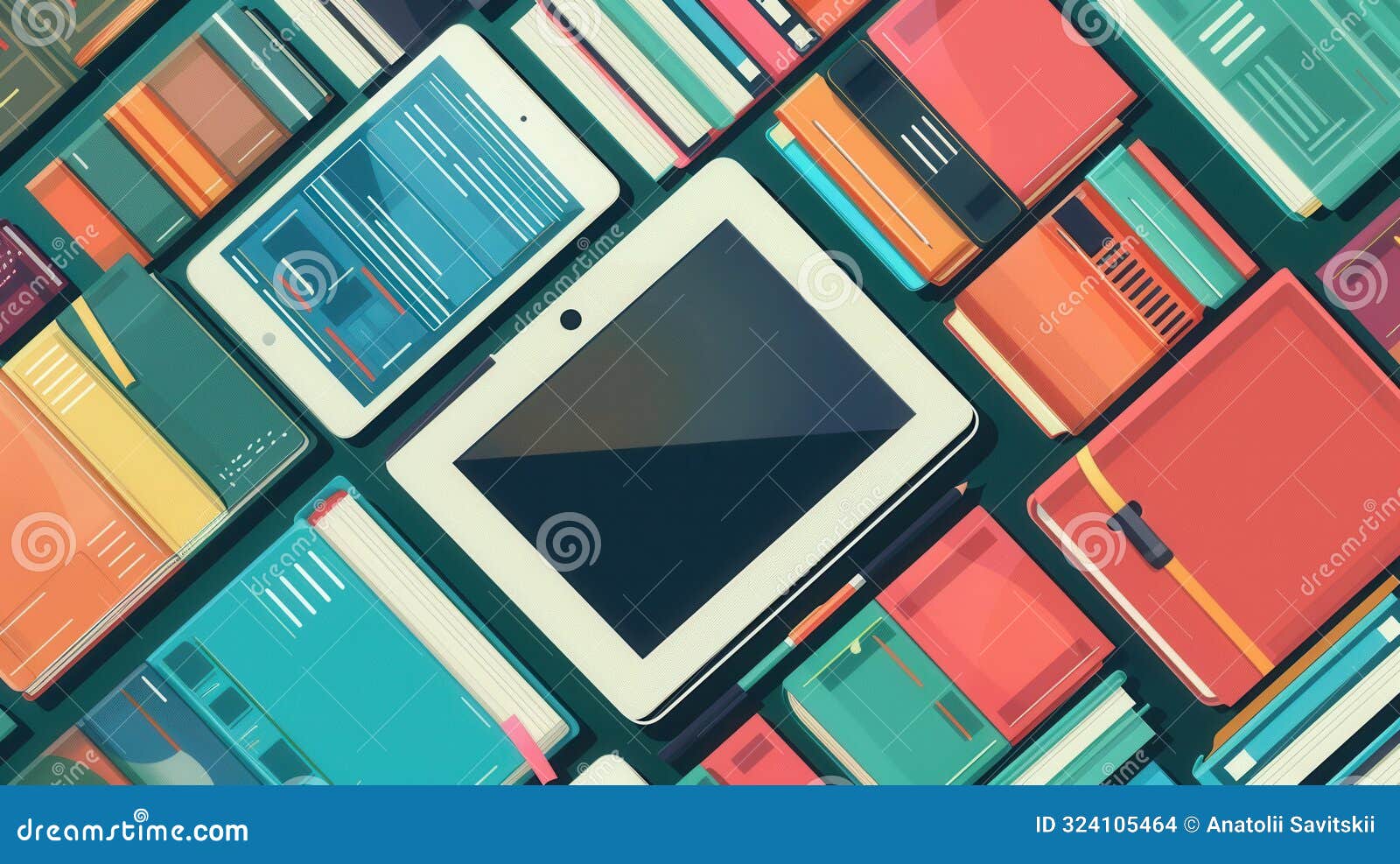 A Flat Lay of Various Colorful Tablets and E-readers Displaying ...
