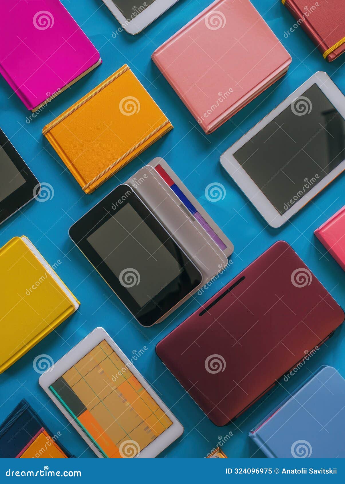 A Flat Lay of Various Tablets and E-readers, Displaying Educational ...