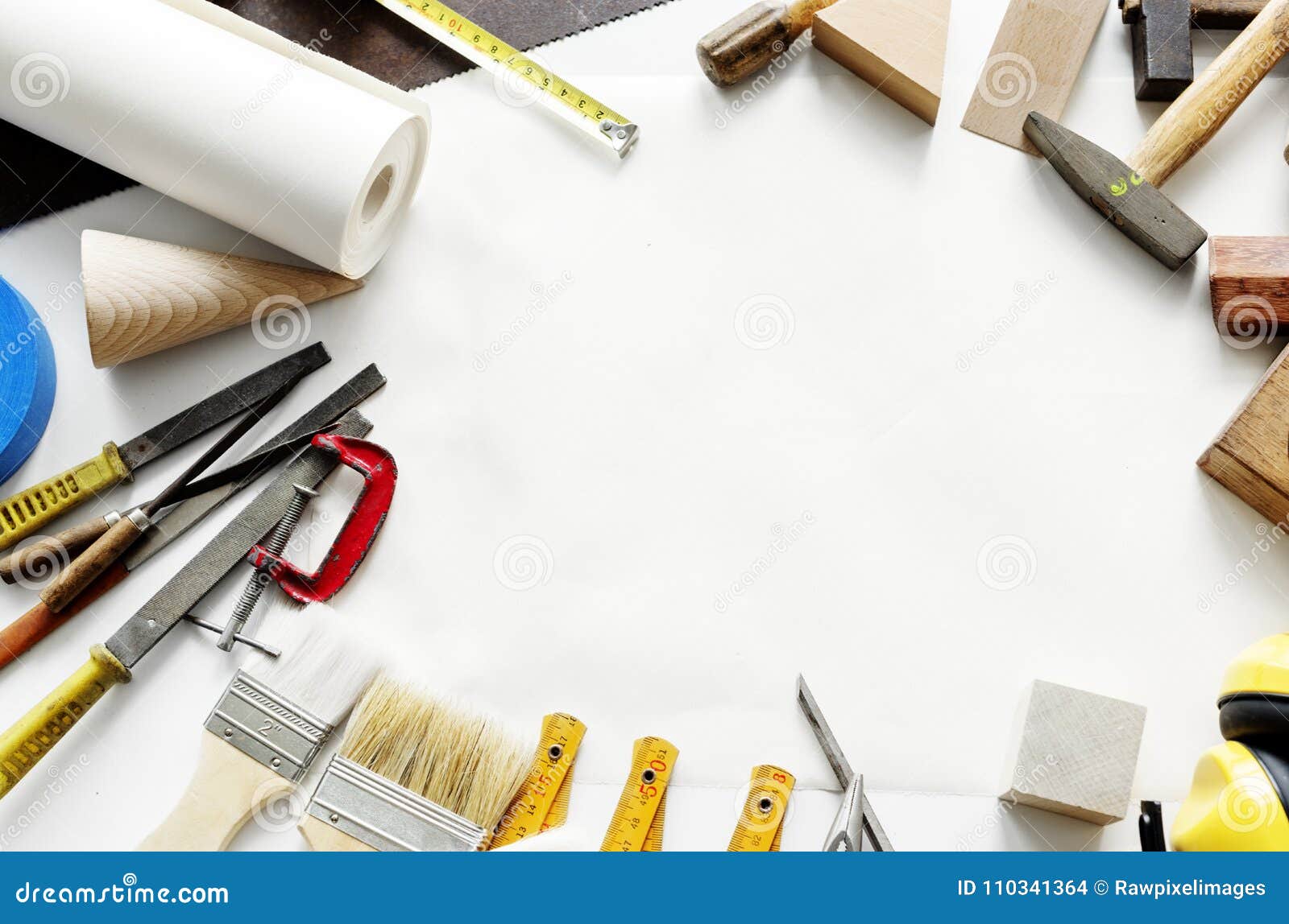 Flat Lay of Various Technician Tools Isolated on White Background Stock ...