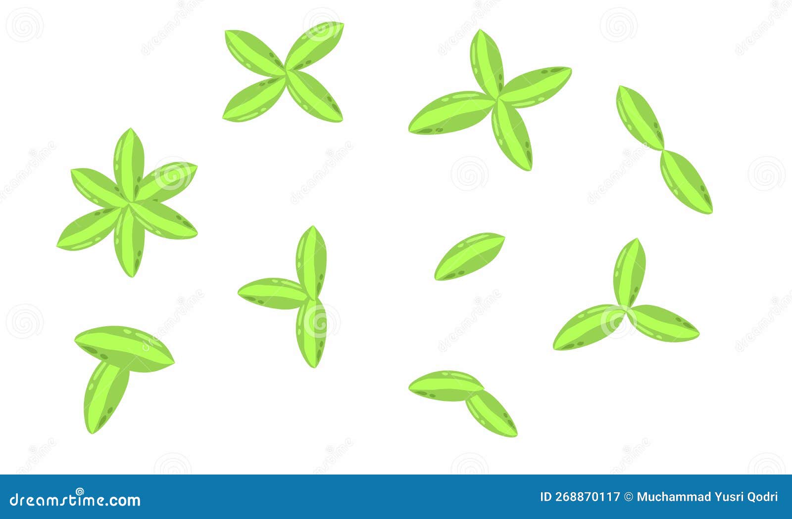 Flat Lay Vector Illustration Design. Young Leaves Stacked or Joined ...