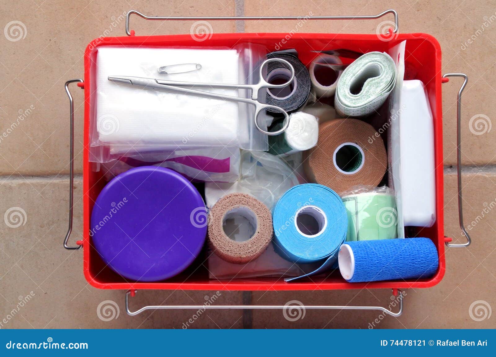 Flat Lay View of First Aid Kit Stock Image - Image of open, medical ...