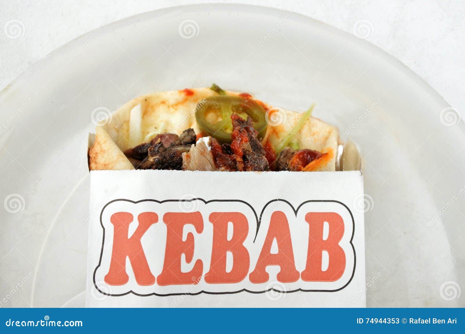 Flat Lay View of Kebab Wrap with Grilled Lamb Stock Image - Image of ...