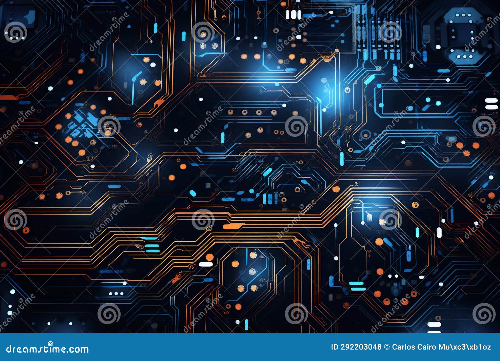 Flat View of Motherboard with Integrated Circuits Stock Illustration ...