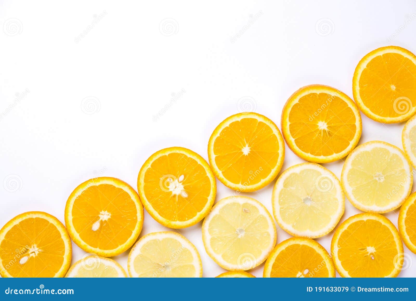 Flat Lay View of Orange and Lemon Slices on White Backround Stock Image ...