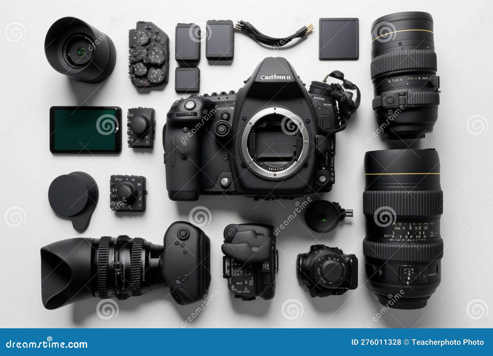 Flat Lay View of Photographer Workplace Dslr Camera Equipment Tools ...